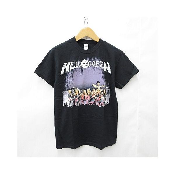 ハロウィン HELLOWEEN Tシャツ バンドTシャツ 半袖 丸首 プリント イラスト 綿 黒 ブラック M メンズ【表記サイズ】M【実寸サイズ】肩幅：47cm　身幅：49cm　着丈：75cm　袖丈：16.5cm　　【素材】コットン 10...
