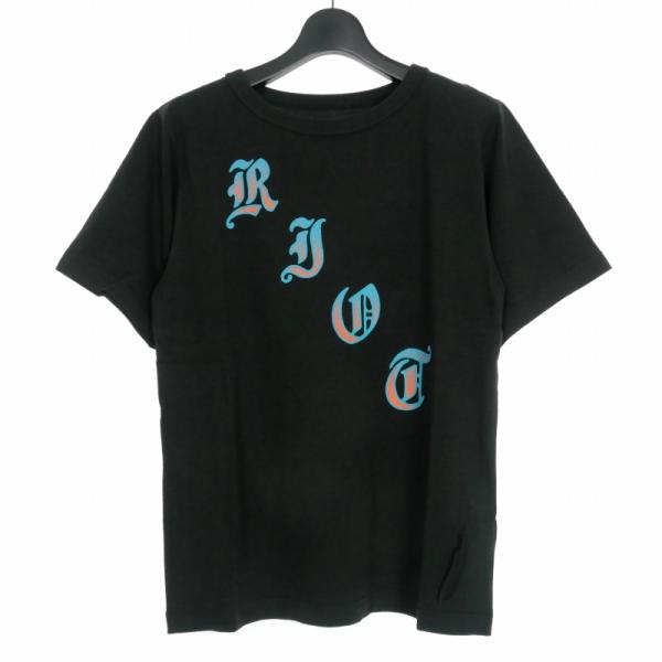 未使用品 ライオットファセッタズム RIOT FACETASM 21AW OLD ENGLISH LOGO TEE プリント Tシャツ 半袖  L 黒 ブラック RF21FW-TEE-U08 レディース【表記サイズ】L 【実寸サイズ】肩幅：...