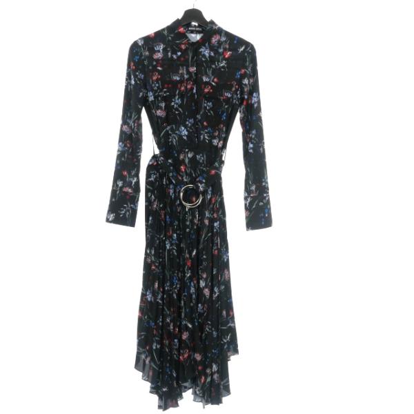 マーカスルプファー MARKUS LUPFER フラワープリント ロングワンピース ドレス プリーツ UK6 ブラック 黒 レディース【ブランド】マーカスルプファー MARKUS LUPFER【表記サイズ】UK6【実寸サイズ】肩幅：36cm...