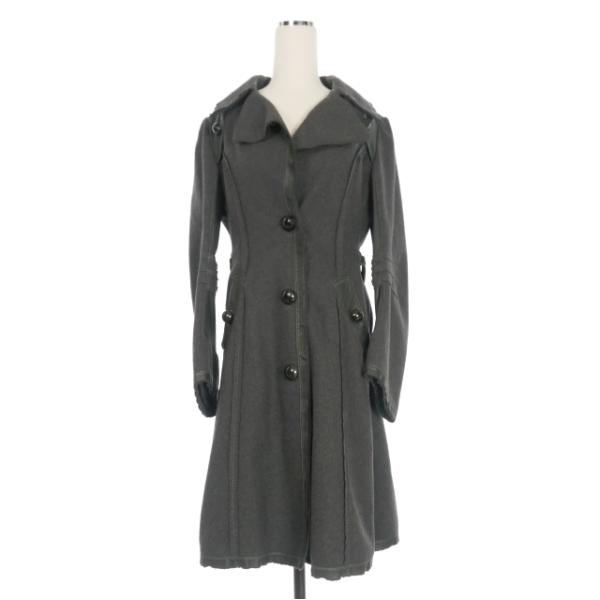 ベルトラミ BELTRAMI スタンドカラー 異素材MIX コート 44 グレー 灰 国内正規  レディース【表記サイズ】44【実寸サイズ】肩幅：40cm　身幅：43cm　着丈：97cm　袖丈：65cm　　【素材】ウール 75％　ナイロン ...