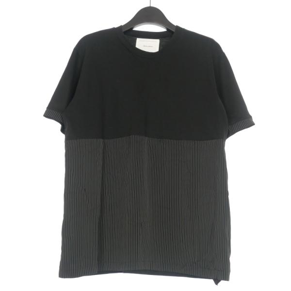 リベルム アルビトリウム LIBERUM ARBITRIUM 半袖Tシャツ ストライブ切替カットソー 2 ブラック 黒 メンズ【表記サイズ】2【実寸サイズ】肩幅：44cm　身幅：52cm　着丈：66cm　袖丈：22cm　　【素材】(1)コッ...