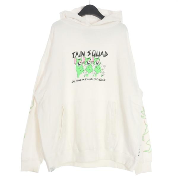 タインダブルプッシュ TAIN DOUBLE PUSH スウェットパーカー トレーナー 長袖 ホワイト 白 メンズ【表記サイズ】表記なし【実寸サイズ】肩幅：70cm　身幅：66cm　着丈：72cm　袖丈：55cm　　【素材】表記なし【色】ホ...