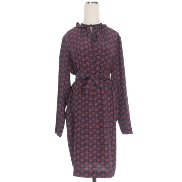 キャシャレル cacharel シルク フラワー ミニワンピース ドレス 長袖 38 レッド/ネイビー 赤/紺 13HFP402-447 レディース【ブランド】キャシャレル cacharel【表記サイズ】38【実寸サイズ】肩幅：40cm　身...