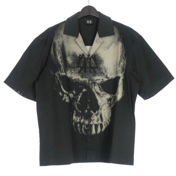 未使用品 フォーティーフォーレーベルグループ 44 LABEL GROUP スカルプリント ボーリングシャツ 半袖 50 ブラック 黒 B0030273【表記サイズ】50【実寸サイズ】肩幅：57cm　身幅：66cm　着丈：76cm　袖丈：2...