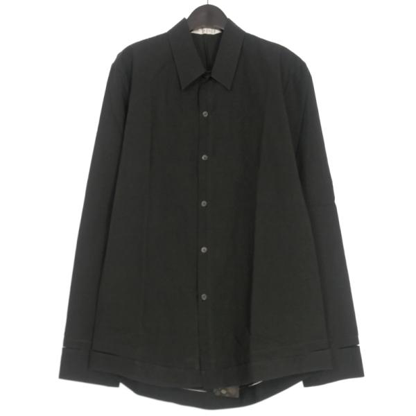 未使用品 カング KANG HAND-STITCHED HEM BORDER RELAXED FIT SHIRT ハンドステッチ シャツ 長袖 48 ブラック 黒 M/SHR-012-MO メンズ【表記サイズ】48【実寸サイズ】肩幅：46c...
