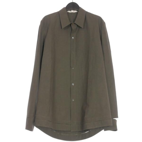 未使用品 カング KANG HAND-STITCHED HEM BORDER RELAXED FIT SHIRT ハンドステッチ シャツ 長袖 50 ダークグレー M/SHR-012-MO メンズ【表記サイズ】50【実寸サイズ】肩幅：46c...