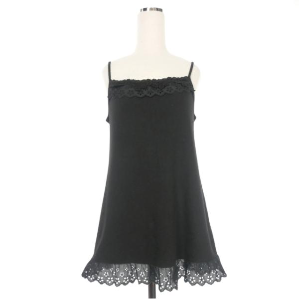 ピンクハウス PINK HOUSE フリルレース キャミソール ノースリーブ ブラック 黒 P018GUAL50B レディース【ブランド】ピンクハウス PINK HOUSE【表記サイズ】表記なし【実寸サイズ】身幅：41cm　総丈：68cm　...