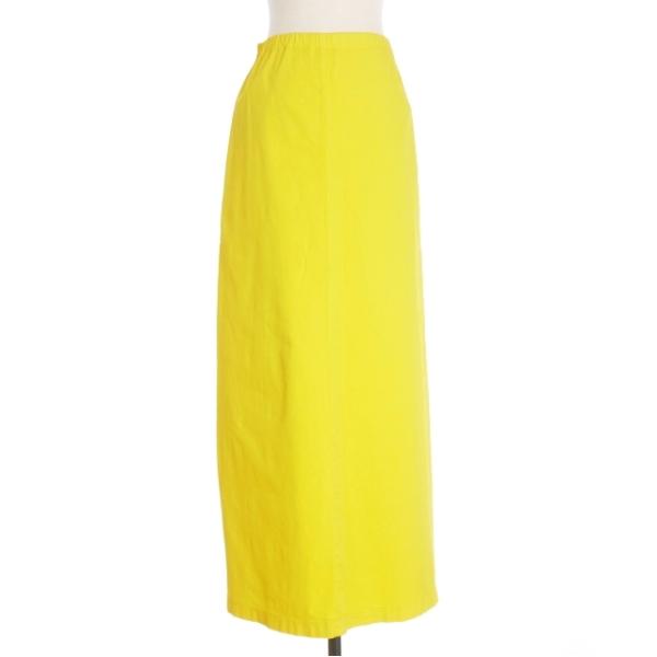 アッシュ HACHE コットン ロングスカート 40 イエロー 黄 D430653 国内正規 レディース【表記サイズ】40【実寸サイズ】ウエスト：62cm　スカート丈：97cm　　【素材】表地　コットン 97%　エラスタン 3%　　裏地　コ...