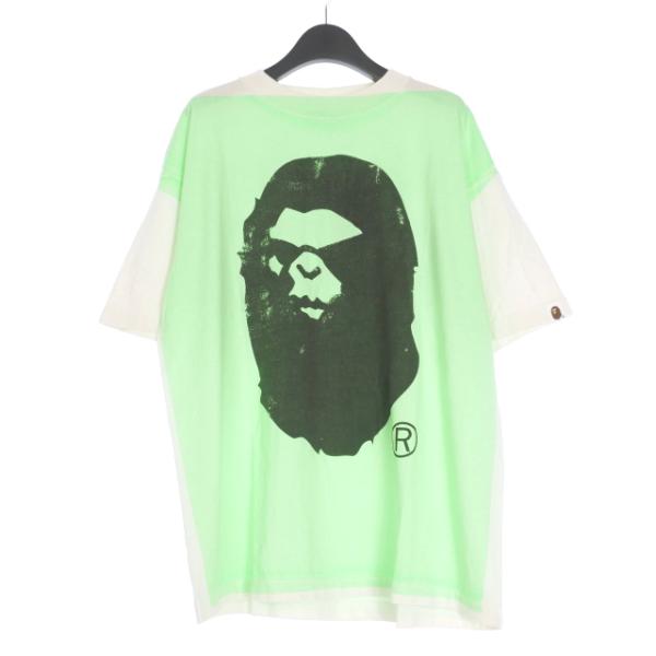 未使用品 セントマイケル SAINTMICHAEL × A BATHING APE 25AW HANDPRINT BAPE_SS TEE Tシャツ カットソー 半袖 XL ホワイト/グリーン SM-HR1-0000-C3 メンズ【ブランド】...