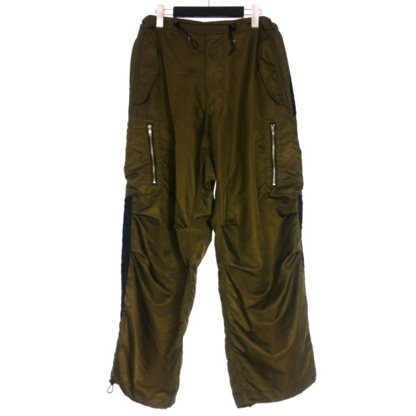 ランダムアイデンティティーズ Random Identities ナイロン カーゴパンツ イージーパンツ S カーキ 緑 メンズ【表記サイズ】S【実寸サイズ】ウエスト：72〜cm　もも幅：36cm　裾幅：27cm　股上：35cm　股下：73...