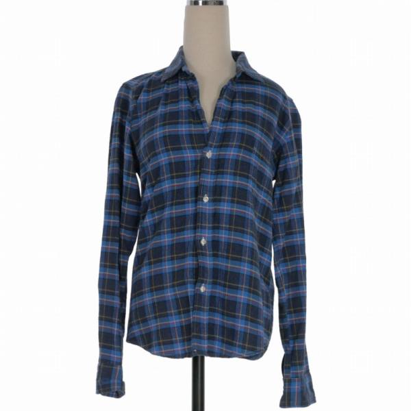 フランク&amp;アイリーン Frank&amp;Eileen BARRY チェック柄オープンカラーシャツ ネルシャツ ブラウス 長袖 S ブルー 青 国内正規 レディース【ブランド】フランク&amp;アイリーン Frank&amp;Eil...