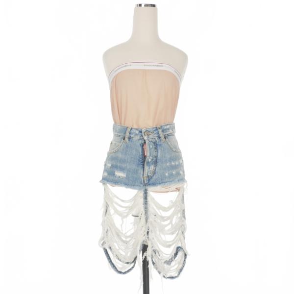 未使用品 ディースクエアード DSQUARED2 23AW Super Destroyed Skirt デストロイ加工 デニムスカート 36 インディゴ S72FV0030 国内正規  レディース【ブランド】ディースクエアード DSQUAR...