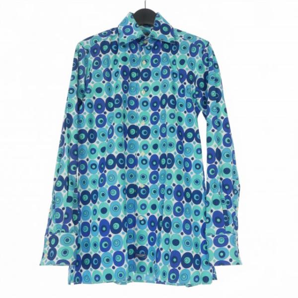 デュシャンロンドン DUCHAMP LONDON 総柄ロングスリーブシャツ 長袖 14 1/2 / 37cm ブルー 青 メンズ【表記サイズ】14 1/2 / 37cm【実寸サイズ】肩幅：43cm　身幅：50cm　着丈：78cm　袖丈：65...