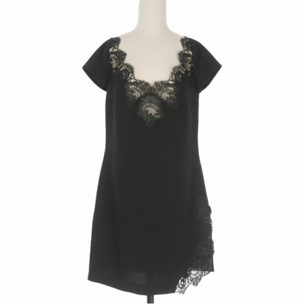 未使用品 ディースクエアード DSQUARED2 23AW サイドスリット レース切替 ミニワンピース ドレス フレンチスリーブ 40 ブラック 黒 S72CV0463 国内正規 メンズ【ブランド】ディースクエアード DSQUARED2【表...