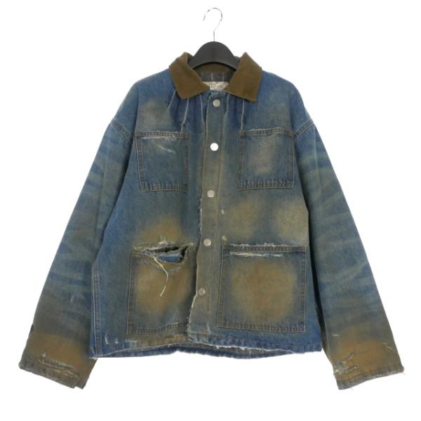 未使用品 バスケットケース Basketcase 25AW HAYSTACK denim jacket ヴィンテージ加工 デニムジャケット ブルゾン M インディゴ メンズ【表記サイズ】M【実寸サイズ】肩幅：56.5cm　身幅：63.5cm...