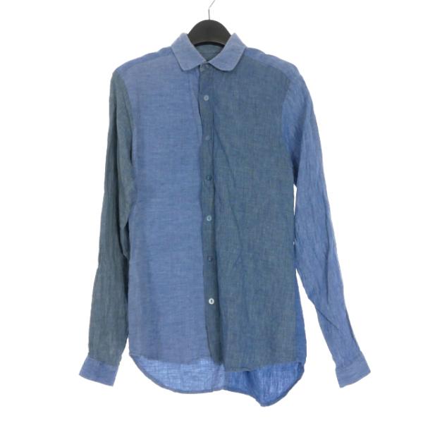 フランクリーダー FRANK LEDER シャンブレー 切替リネンシャツ カジュアルシャツ 長袖 XS ブルー 青 国内正規 メンズ【ブランド】フランクリーダー FRANK LEDER【表記サイズ】XS【実寸サイズ】肩幅：41cm　身幅：4...