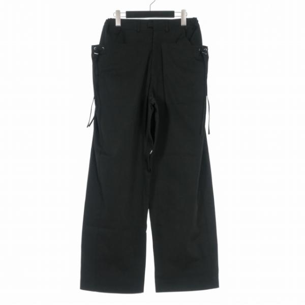 未使用品 ジェイラル J.L - A.L_ J 25AW Pistula Trousers SHUNGITE BLACK ドローストリング トラウザーズ パンツ M ブラック 黒【表記サイズ】M【実寸サイズ】ウエスト：76cm　もも幅：30...