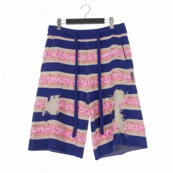 未使用品 パームエンジェルス PALM ANGELS 23AW STRIPED KNIT POLO SHORT ニットショーツ ショートパンツ S ブルー PMHM007F23KNI0014632【ブランド】パームエンジェルス PALM A...