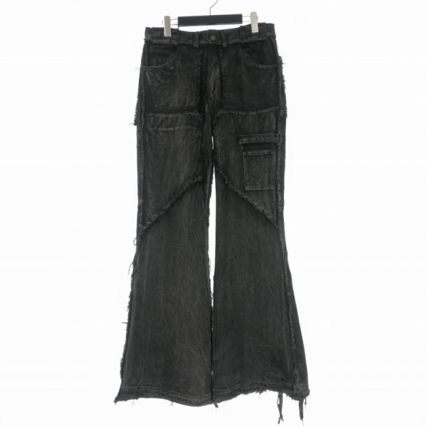 ノーフェイス ストゥディオス NO/FAITH STUDIOS FLARED DENIM フレアデニムパンツ ジーンズ S ブラック 黒 メンズ【表記サイズ】S【実寸サイズ】ウエスト：82cm　もも幅：30cm　裾幅：33cm　股上：30c...