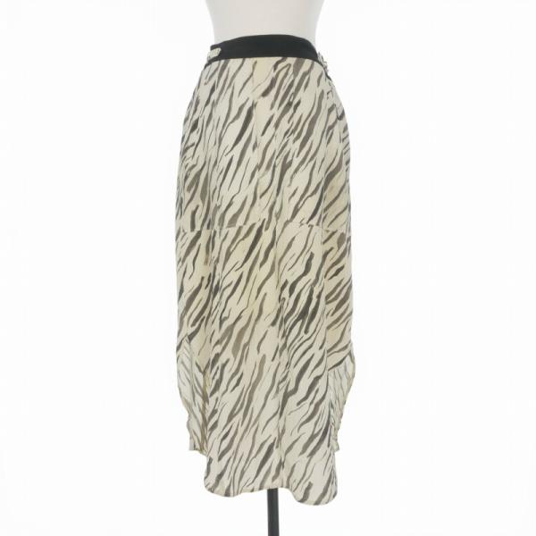フォトコピュー PHOTOCOPIEU 21SS シルクロングスカート ゼブラ柄 36 オフホワイト/ブラック 211JWT レディース【表記サイズ】36【実寸サイズ】ウエスト：68cm　スカート丈：85cm　　【素材】シルク 100%　別...