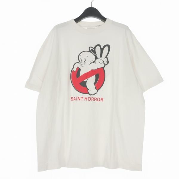 未使用品 セントマイケル SAINTMICHAEL 26SS SAINT HORROR SS T-SHIRT グラフィックプリントTシャツ カットソー 半袖 L ホワイト 白 SM-MK8-0000-009 メンズ【ブランド】セントマイケル...
