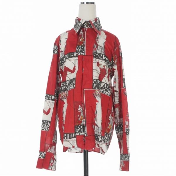 バジュラ bajra 総柄 ロングスリーブシャツ ブラウス 長袖 M レッド 赤 75BS05 レディース【ブランド】バジュラ bajra【表記サイズ】M【実寸サイズ】肩幅：40cm　身幅：47cm　着丈：74cm　袖丈：62cm　　【素材...