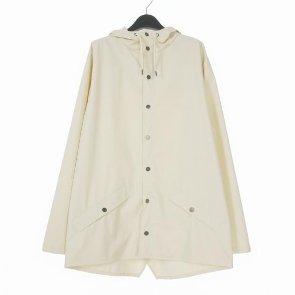 未使用品 レインズ RAINS フーデッド レインコート ジャケット 長袖 M ベージュ 55889-1-01201 メンズ【表記サイズ】M【実寸サイズ】肩幅：51cm　身幅：57cm　着丈：75cm　袖丈：64cm　　【素材】ポリエステル...