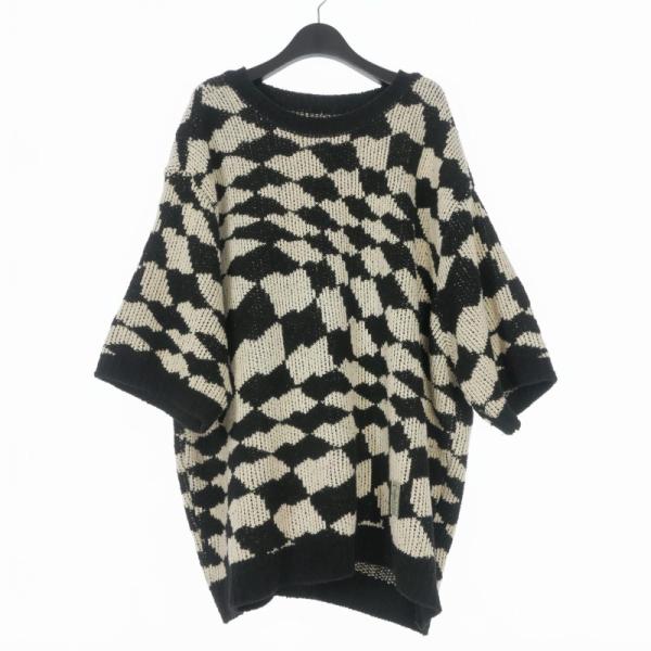 アーダーエラー ADER ERROR 23SS Wave Sweater 半袖ニット セーター A3 ブラック/ホワイト 白/黒 BMADSSKT0503BK3 メンズ【表記サイズ】A3【実寸サイズ】肩幅：60cm　身幅：70cm　着丈：6...