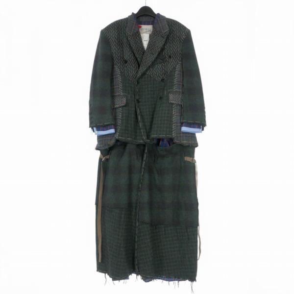 セヴシグ SEVESKIG 25AW Threadwork Tweed Coat 再構築ロングコート ジャケット L ネイビー 紺 CO-SV-NGA-1001 メンズ【ブランド】セヴシグ SEVESKIG【表記サイズ】L【実寸サイズ】肩幅...
