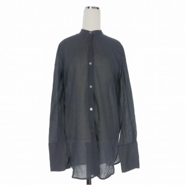 セオリー Theory DYLAN CHEESE CLOTH バンドカラーシャツ ブラウス シアー 長袖 4 ネイビー 紺 351260 レディース【ブランド】セオリー Theory【表記サイズ】4【実寸サイズ】肩幅：38cm　身幅：56c...