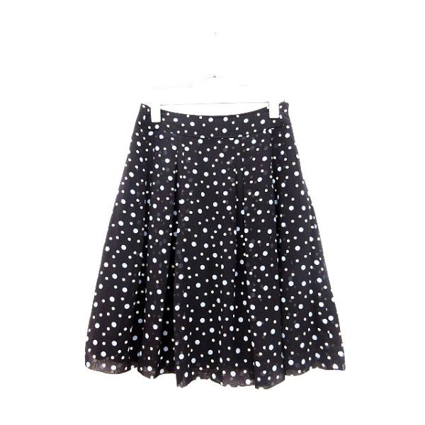 カールパークレーン KarL Park Lane スカート フレア ひざ丈 ドット 9 黒 ブラック ayy レディース【中古】【ベクトル 古着】【ブランド】カールパークレーン KarL Park Lane【表記サイズ】9号(W63)【実寸...