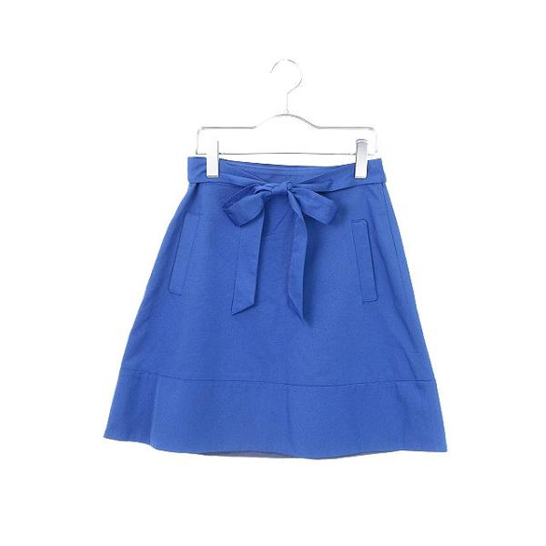 クローラ crolla スカート 台形 フレア リボン ひざ丈 36 青 ブルー /kk レディース【中古】【ベクトル 古着】【ブランド】クローラ crolla【表記サイズ】36【実寸サイズ】ウエスト：65cm　ヒップ：92cm　スカート丈...