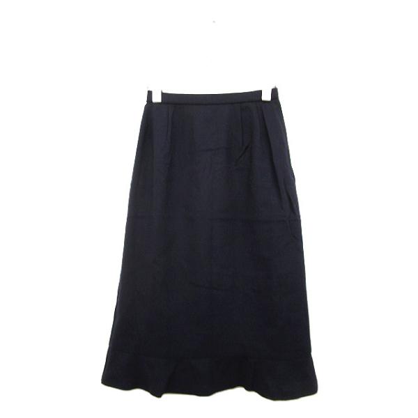 LINO LO PINTO スカート フレア ひざ丈 紺 ネイビー ayy レディース【中古】【ベクトル 古着】【表記サイズ】表記なし【実寸サイズ】ウエスト：58cm　ヒップ：92cm　スカート丈：65cm　　【素材】毛100%　裏地 キュ...