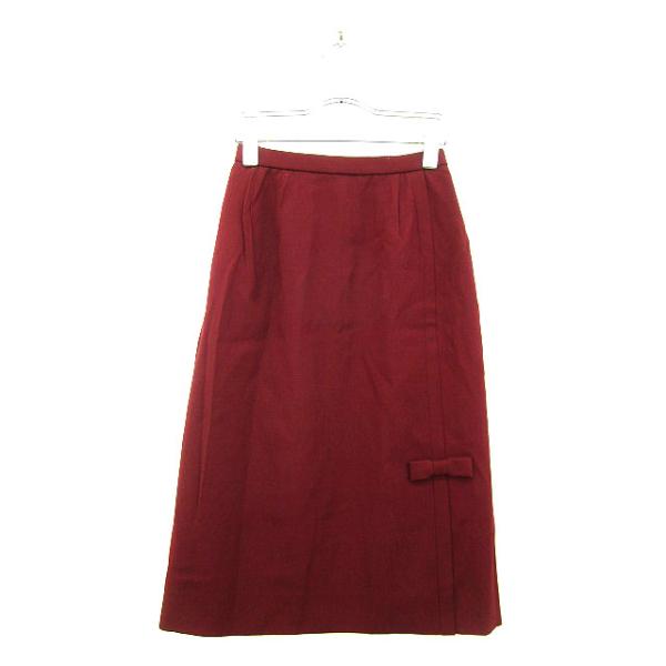 未使用品 LINO LO PINTO スカート タイト ひざ丈 リボン ウール 赤 レッド ayy レディース【中古】【ベクトル 古着】【表記サイズ】表記なし【実寸サイズ】ウエスト：58cm　ヒップ：90cm　スカート丈：63cm　　【素材...