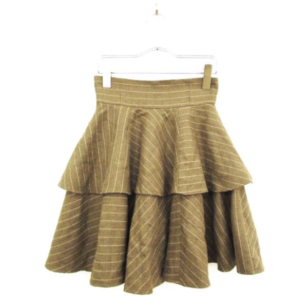 クローラ crolla スカート ティアード ミニ ストライプ ウール 36 茶 ブラウン /KY レディース【中古】【ベクトル 古着】【ブランド】クローラ crolla【表記サイズ】36【実寸サイズ】ウエスト：60cm　ヒップ：88cm　...
