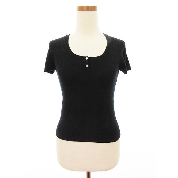 ヴァニラコンフュージョン vanilla confusion カットソー ニット 半袖 ビジューボタン 38 黒 ブラック▲H ayk レディース【中古】【ベクトル 古着】【ブランド】ヴァニラコンフュージョン vanilla confusi...