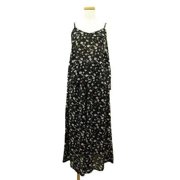セブンデイズサンデイ SEVENDAYS＝SUNDAY セットアップ ガウチョパンツ キャミソール 花柄 シフォン F 黒 ブラック ayy レディース【中古】【ベクトル 古着】【ブランド】セブンデイズサンデイ SEVENDAYS＝SUND...