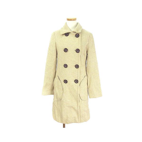 イオリ IORI コート ステンカラー ダブル ウール M ベージュ ☆S☆ ako0312 レディース【表記サイズ】M【実寸サイズ】肩幅：36cm　身幅：42cm　着丈：87cm　袖丈：59cm　　【素材】表地 毛 55% ポリエステル ...