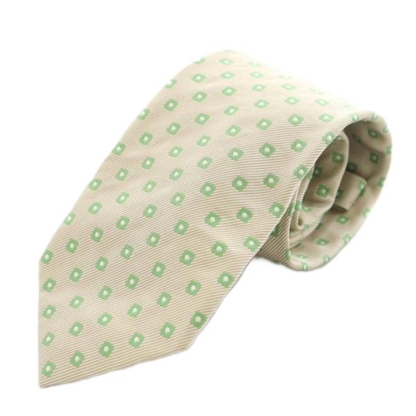 ペトロニウス PETRONIUS per BEAMS F レギュラータイ ネクタイ 総柄 シルク 絹 ベージュ 緑 グリーン /AN18 メンズ【ブランド】ペトロニウス PETRONIUS【実寸サイズ】剣先 約8.5cm　全長 約142cm...