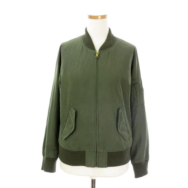 ステアケース Staircase MA-1 ジャケット ブルゾン ジップアップ 長袖 M 緑 カーキグリーン /kk レディース【表記サイズ】Mバスト79-87 身長154-162【実寸サイズ】肩幅：36cm　身幅：46cm　着丈：55cm...