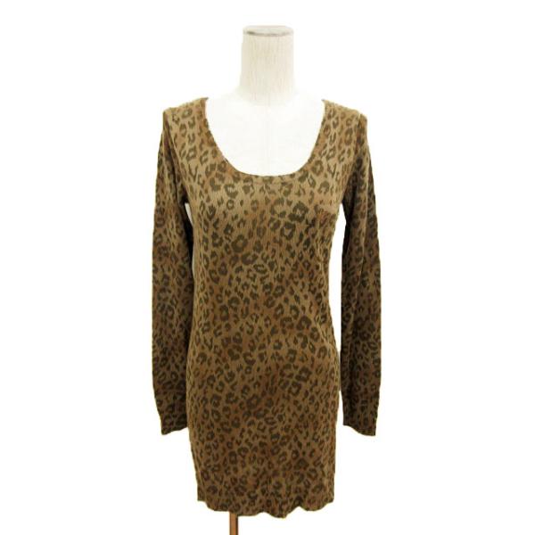 ライザ RYZA カットソー ロング チュニック ニット 長袖 ヒョウ柄 レオパード 0 茶 ブラウン ayk レディース【中古】【ベクトル 古着】【ブランド】ライザ RYZA【表記サイズ】0【実寸サイズ】肩幅：35.5cm　身幅：41.5...