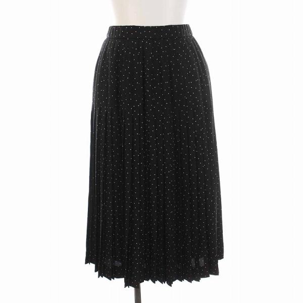 Jujin Plaxa couture 十仁プラザ プリーツスカート ひざ丈 ドット ヴィンテージ 38 M 黒 ブラック /YM レディース【表記サイズ】38Mサイズ相当【実寸サイズ】ウエスト：56cm　ヒップ：90cm　スカート丈：68...
