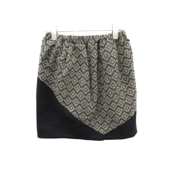 アンバリ AMBALI スカート ミニ ギャザー ウール 総柄 黒 ブラック /TC20 レディース【表記サイズ】サイズ表記なし(実寸サイズをご覧ください)【実寸サイズ】ウエスト：56~cm　ヒップ：100cm　スカート丈：42.5cm　　...