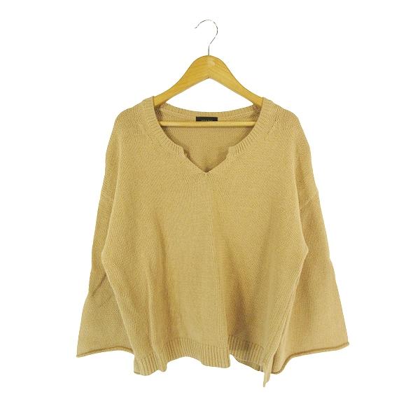 ローリーズファーム LOWRYS FARM ニット 薄手 スリットネック 七分袖 無地 シンプル ベージュ sizeF QQQ レディース【ブランド】ローリーズファーム LOWRYS FARM【表記サイズ】F【実寸サイズ】肩幅：54cm　身...