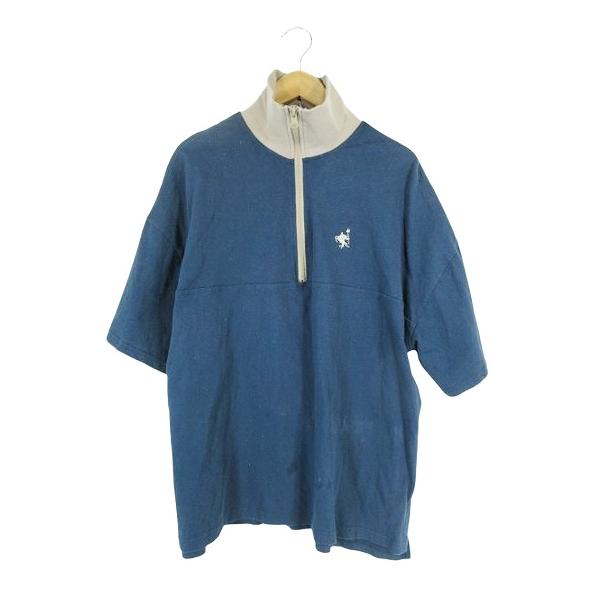 ジャバ Java Tシャツ カットソー ハーフジップ ハイネック 半袖 刺繍 ロゴ サイズM ネイビー系 QQQ レディース【表記サイズ】M【実寸サイズ】肩幅：60cm　身幅：56cm　袖丈：60cm　着丈：17cm　　【素材】本体 綿/1...