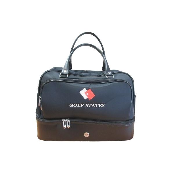 GOLF STATES ゴルフ ステーツ 2段式 ボストンバッグ ロゴ 刺繍 黒 QQQ メンズ レディース【表記サイズ】サイズ記載なしのため実寸サイズをご参照ください。【実寸サイズ】持ち手の長さ：45cm　ヨコ：45cm　タテ：28cm　...