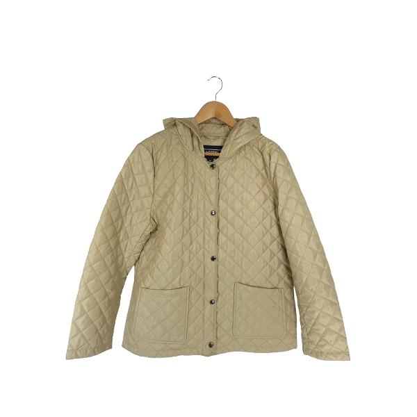 ランズエンド LANDS' END ジャケット 中綿 フード ボタン 無地 ベージュ サイズXL QQQ レディース【ブランド】ランズエンド LANDS' END【表記サイズ】XL【実寸サイズ】肩幅：40cm　身幅：55cm　袖丈：59cm...