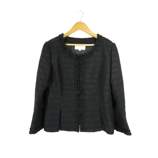 SAVIEM サビエム フォーマル ジャケット ノーカラー フリル サイズ 15 黒 QQQ レディース【表記サイズ】15【実寸サイズ】肩幅：38cm　身幅：50cm　袖丈：50cm　着丈：50cm　　【素材】表地 ポリエステル/94%　 ...