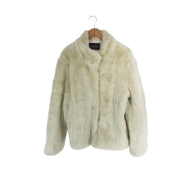 ALLER BIEN ファー ジャケット 無地 長袖 サイズL アイボリー QQQ レディース【表記サイズ】L【実寸サイズ】肩幅：44cm　身幅：50cm　着丈：55cm　袖丈：55cm　　【素材】表地 バイル アクリル/100%　    ...