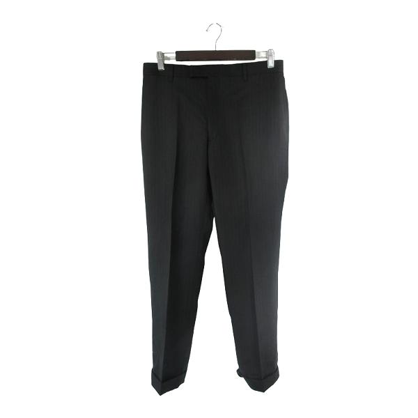 バラージ Barrage スラックス パンツ ロング ストライプ サイズ83 黒 QQQ メンズ【表記サイズ】83【実寸サイズ】ウエスト：76cm　もも幅：22cm　裾幅：20cm　股上：26cm　股下：72cm　　【素材】表地 毛/100...